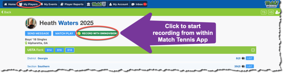 How To Use SwingVision Within Match Tennis App | Match! Tennis